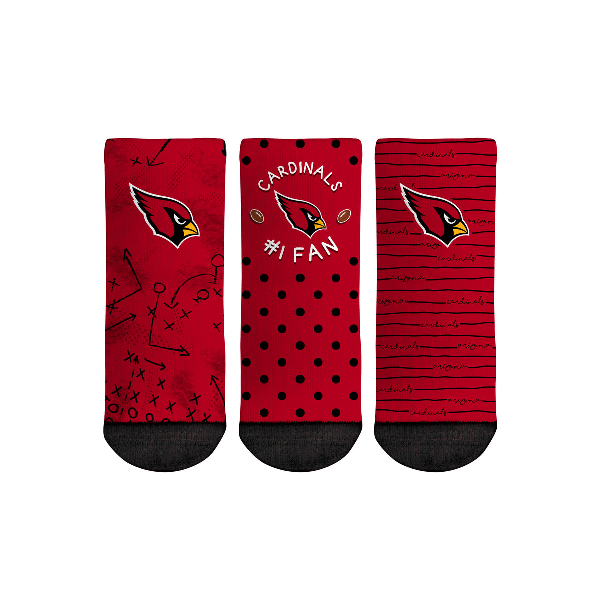Arizona Cardinals Socks - Toddler 3-Pack - NFL Socks - Rock 'Em Socks