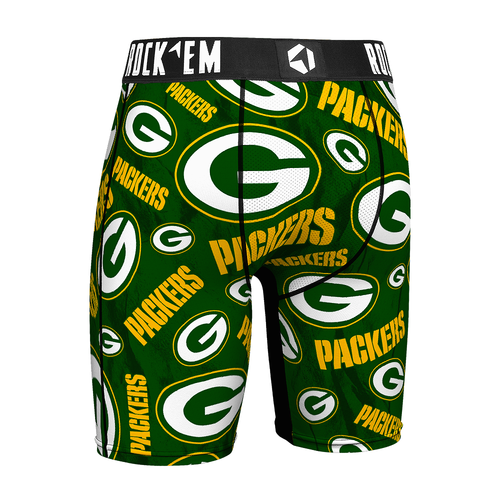 Green Bay Packers - Rock 'Em Boxer Briefs - Logo All-Over - Rock 'Em Socks