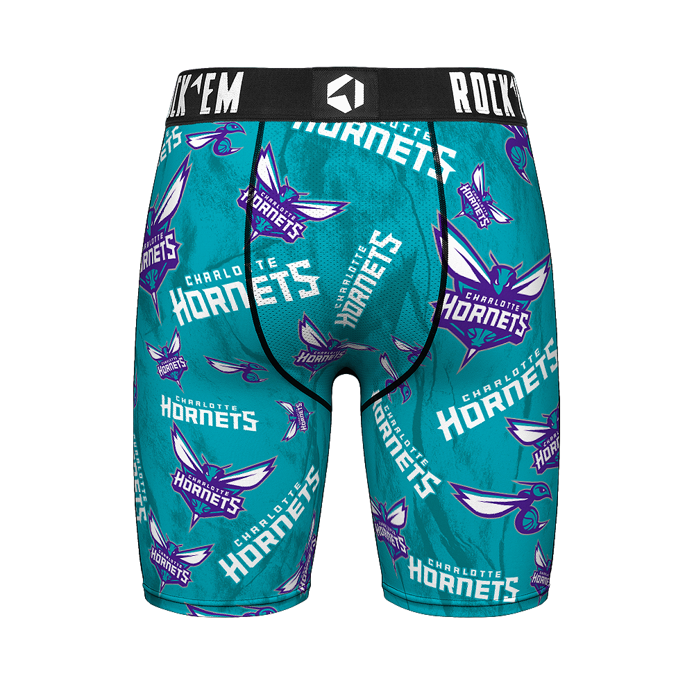 Charlotte Hornets - Rock 'Em Boxer Briefs - Logo All-Over - Rock 'Em Socks