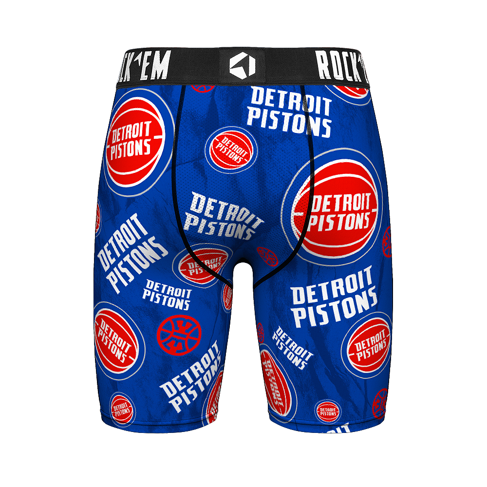Detroit Pistons - Rock 'Em Boxer Briefs - Logo All-Over - Rock 'Em Socks