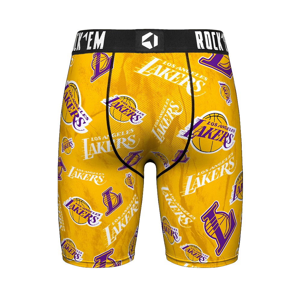 Los Angeles Lakers - Rock 'Em Boxer Briefs - Logo All-Over - Rock 'Em Socks
