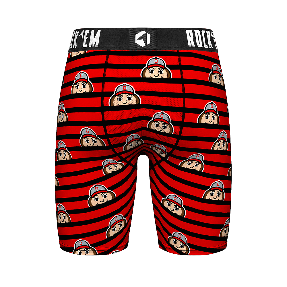 Ohio State Buckeyes - Boxer Briefs - Peek-A-Boo Stripes - Rock 'Em Socks