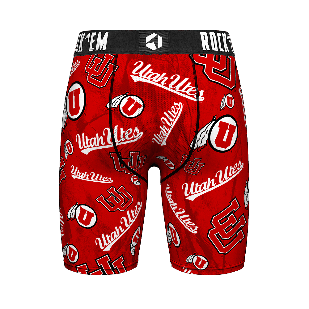 Utah Utes - Boxer Briefs - Logo All-Over - Rock 'Em Socks