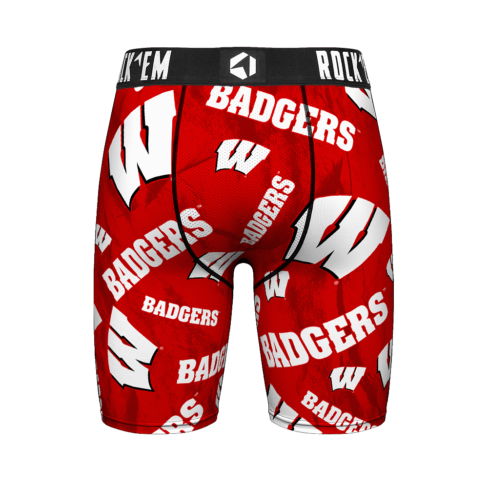 Wisconsin Badgers - Boxer Briefs - Logo All-Over - Rock 'Em Socks