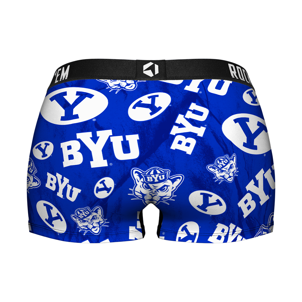 BYU Cougars - Women's Boy Shorts - Logo All-Over - Rock 'Em Socks