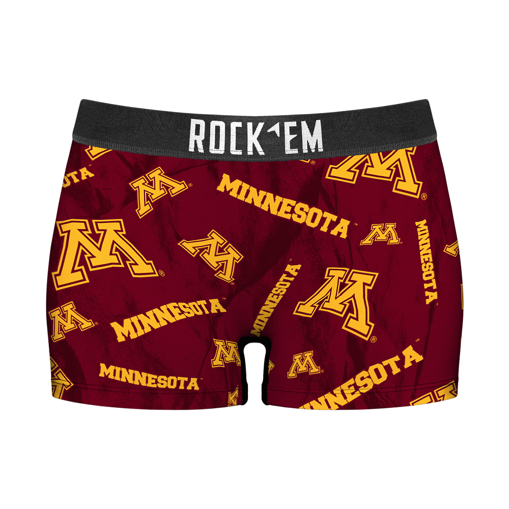 Minnesota Golden Gophers - Women's Boy Shorts - Logo All-Over - Rock ...