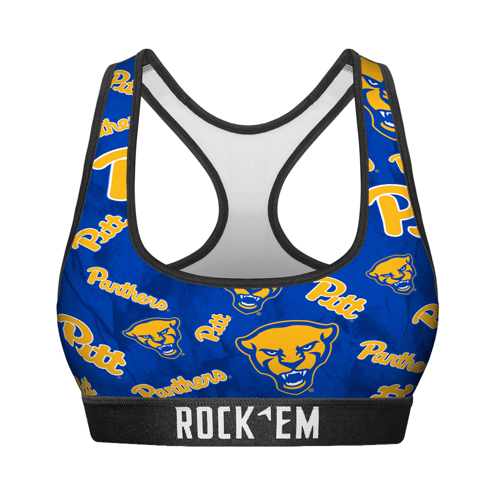 Pittsburgh Panthers - Women's Sports Bra - Logo All-Over - Rock 'Em Socks