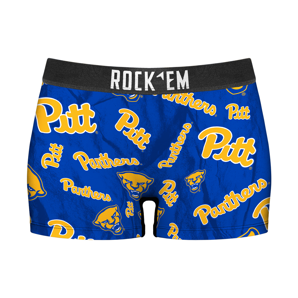 Pittsburgh Panthers - Women's Boy Shorts - Logo All-Over - Rock 'Em Socks