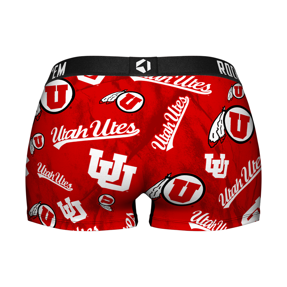 Utah Utes - Women's Boy Shorts - Logo All-Over - Rock 'Em Socks