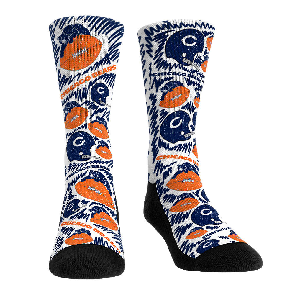 Chicago Bears Socks - Throwback Logo Sketch - NFL Socks - Rock 'Em Socks
