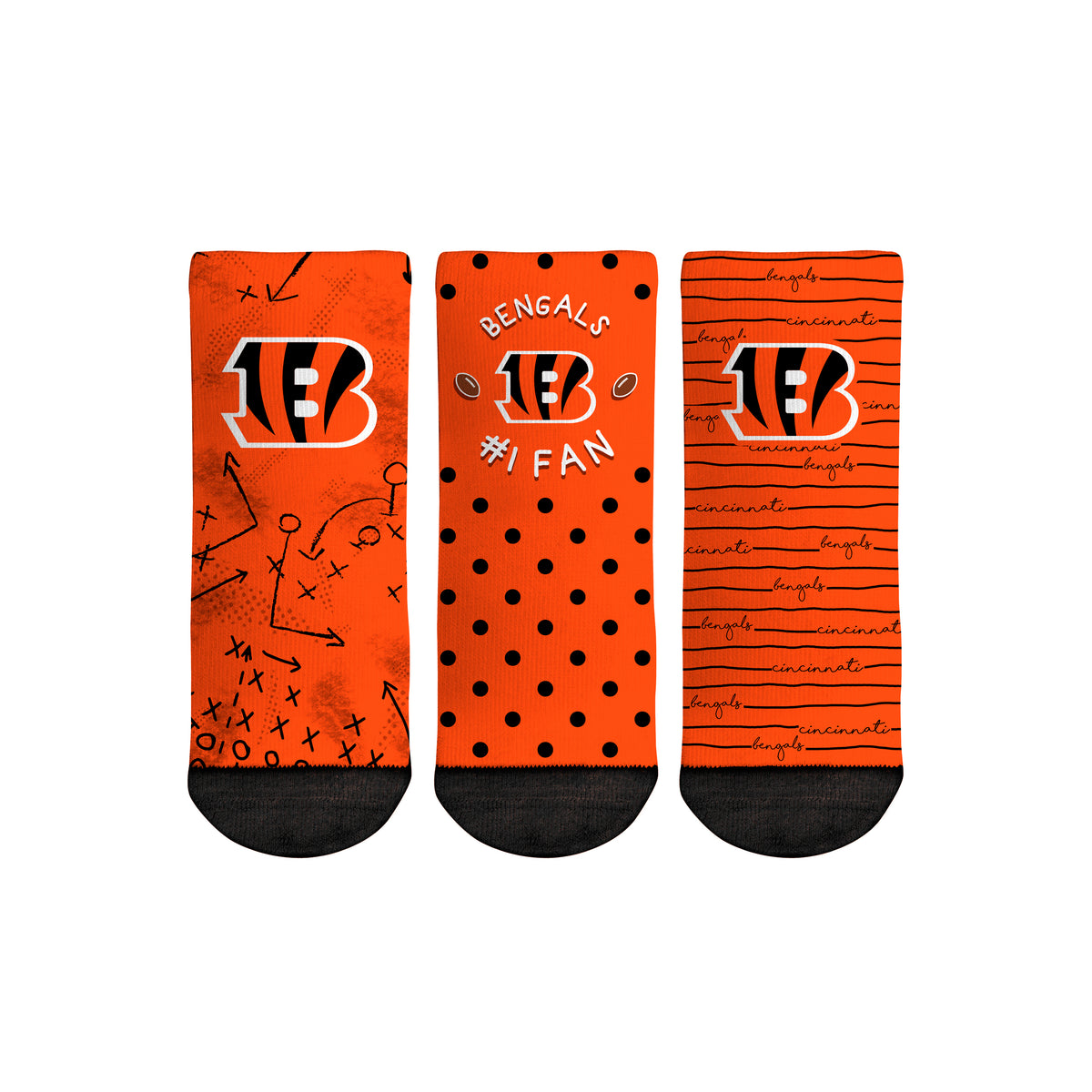 Cincinnati Bengals Socks - Toddler 3-Pack - NFL Socks - Rock 'Em Socks