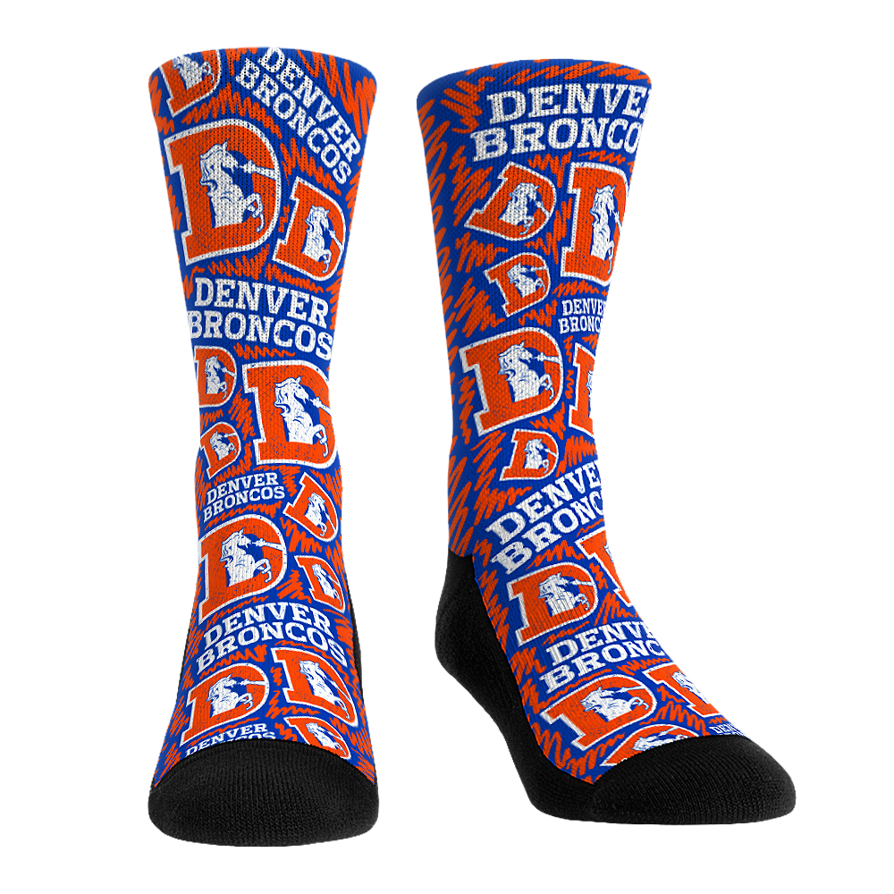 Denver Broncos Socks - Throwback Logo Sketch - NFL Socks - Rock 'Em Socks