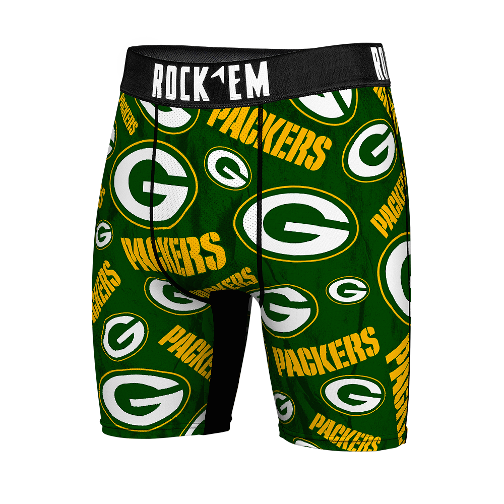 Green Bay Packers - Rock 'Em Boxer Briefs - Logo All-Over - Rock 'Em Socks