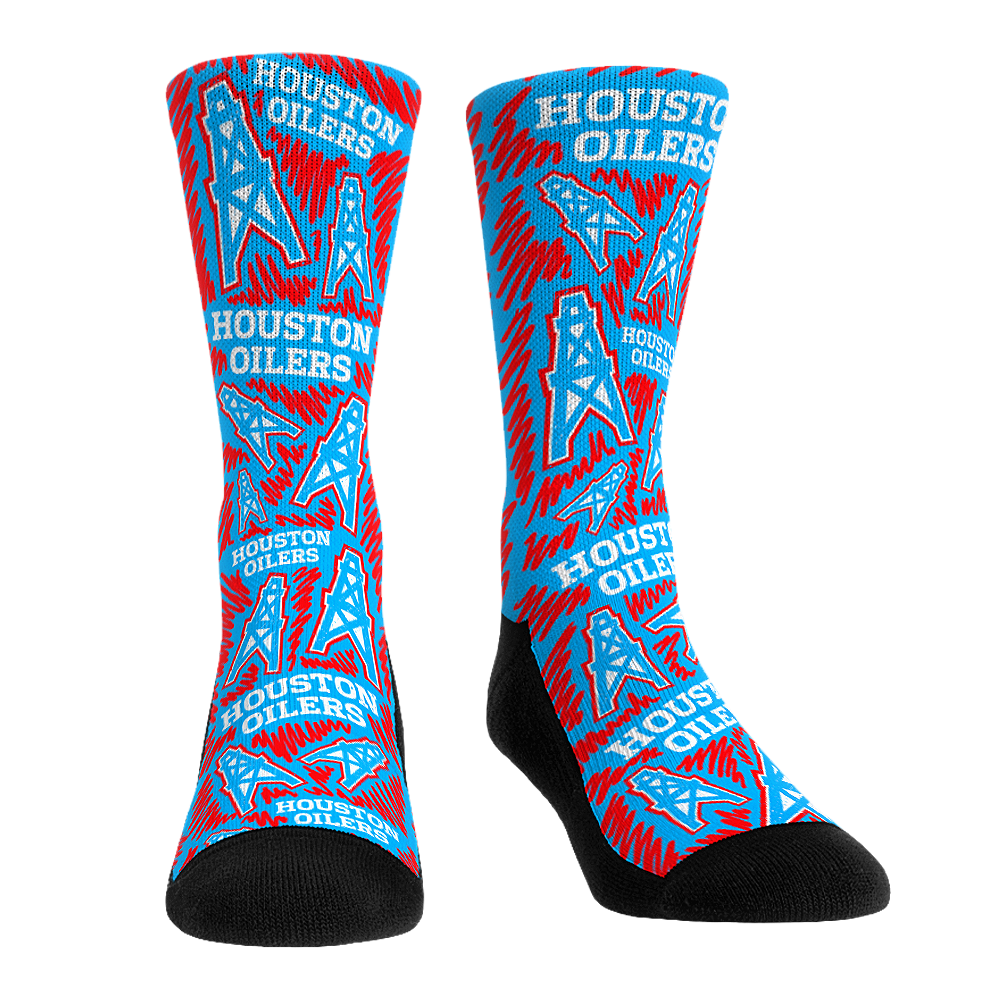 Houston Oilers Socks - Throwback Logo Sketch - NFL Socks - Rock 'Em Socks