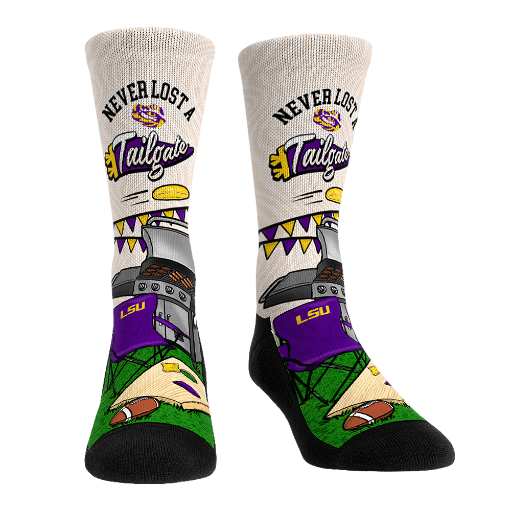 LSU Tigers Socks - Never Lost a Tailgate - Rock 'Em Socks