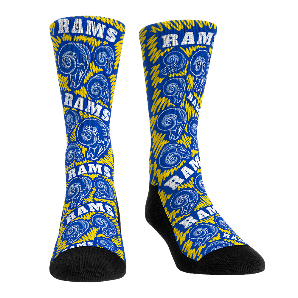 Los Angeles Rams Socks - Throwback Logo Sketch - NFL Socks - Rock 'Em Socks