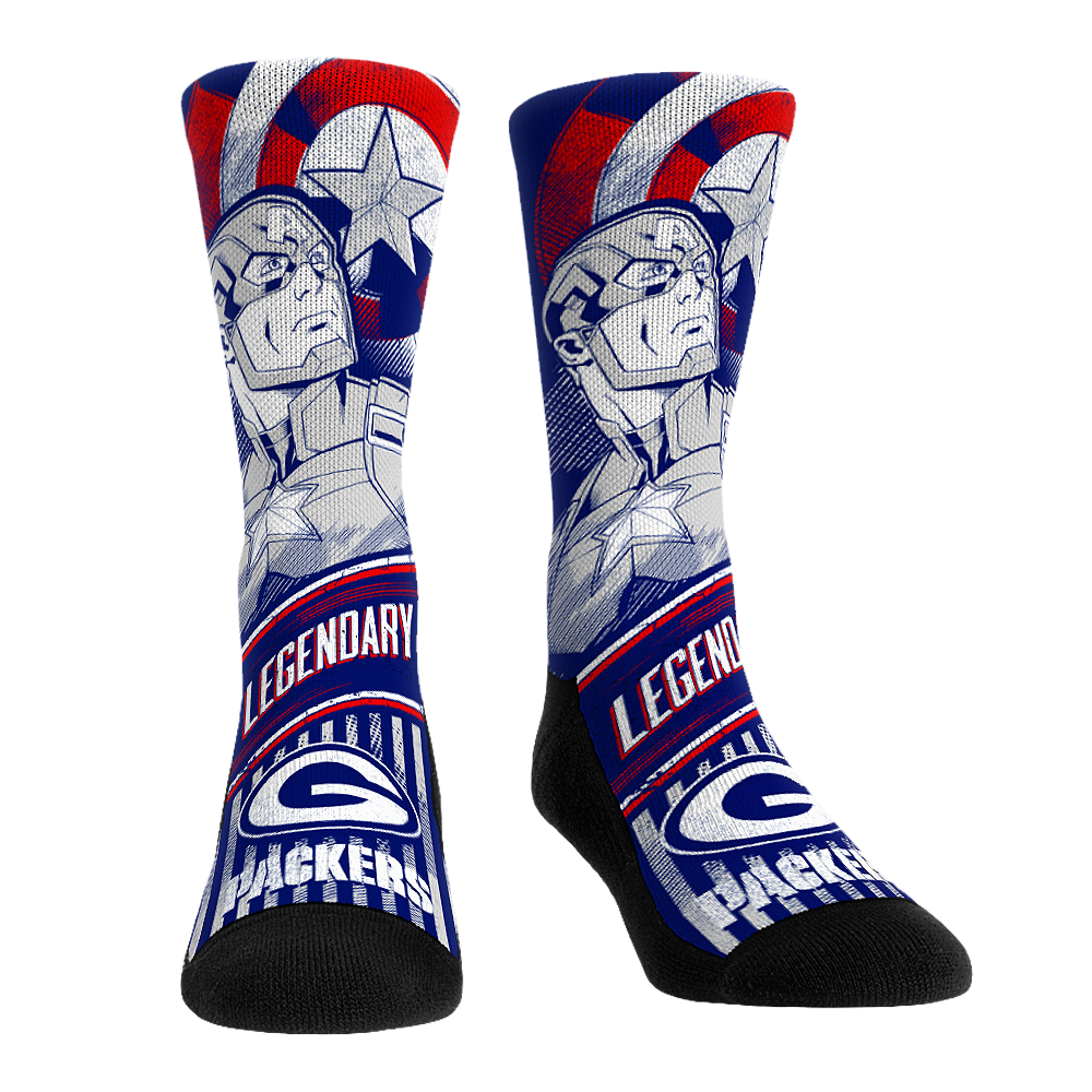 Green Bay Packers Socks - Marvel - Captain America Heroes - NFL Socks ...