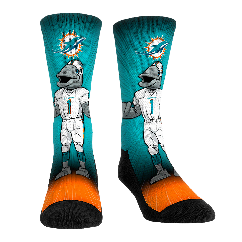 Miami Dolphins Socks - Mascot Pump Up! - NFL Socks - Rock 'Em Socks
