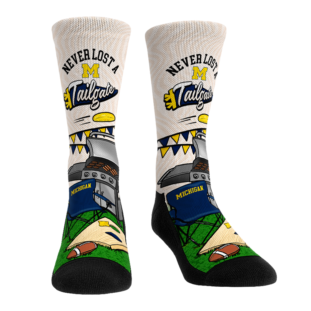 Michigan Wolverines Socks - Never Lost a Tailgate - Rock 'Em Socks