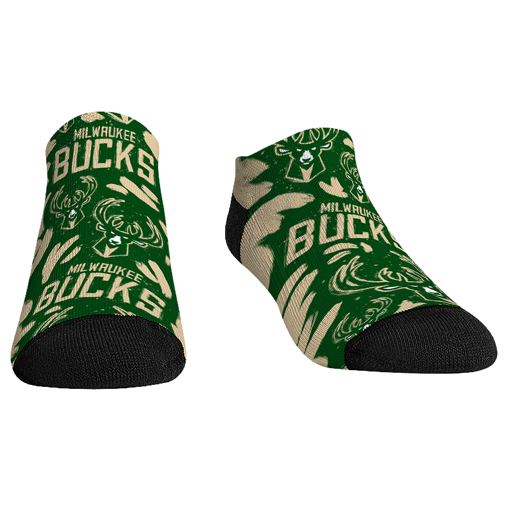 Milwaukee Bucks Socks - Low Cut Logo Paint - NBA Socks - Rock 'Em Socks
