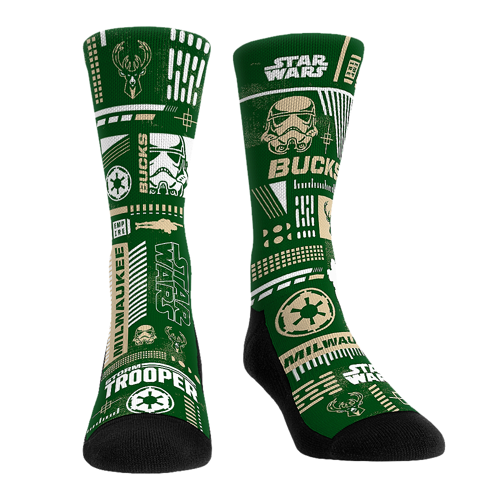 Milwaukee Bucks Socks - Star Wars - NBA Socks - Rock 'Em Socks