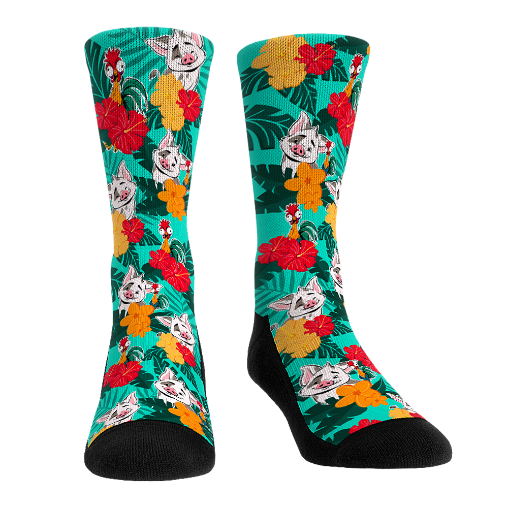 Moana 2 Socks - Poa & Hei Hei Floral - Rock 'Em Socks