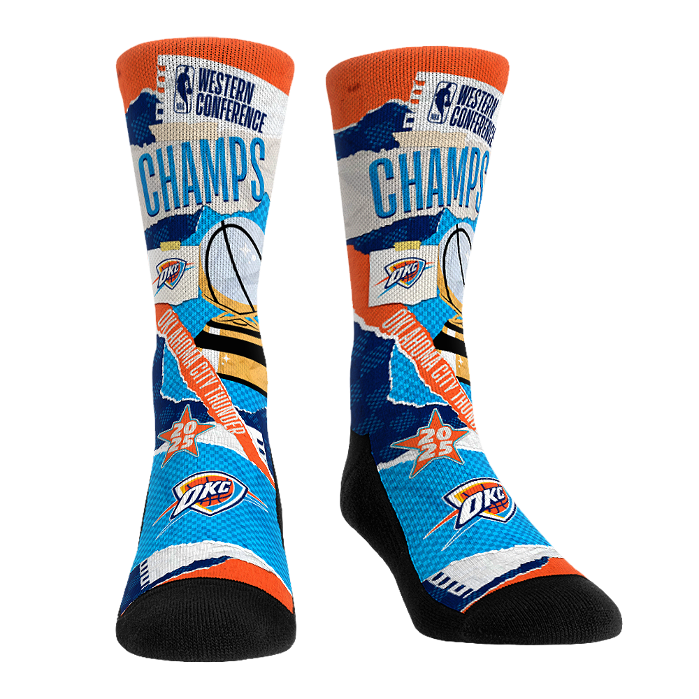 OKC Thunder Socks - 2025 Western Conference Champions - NBA Socks ...