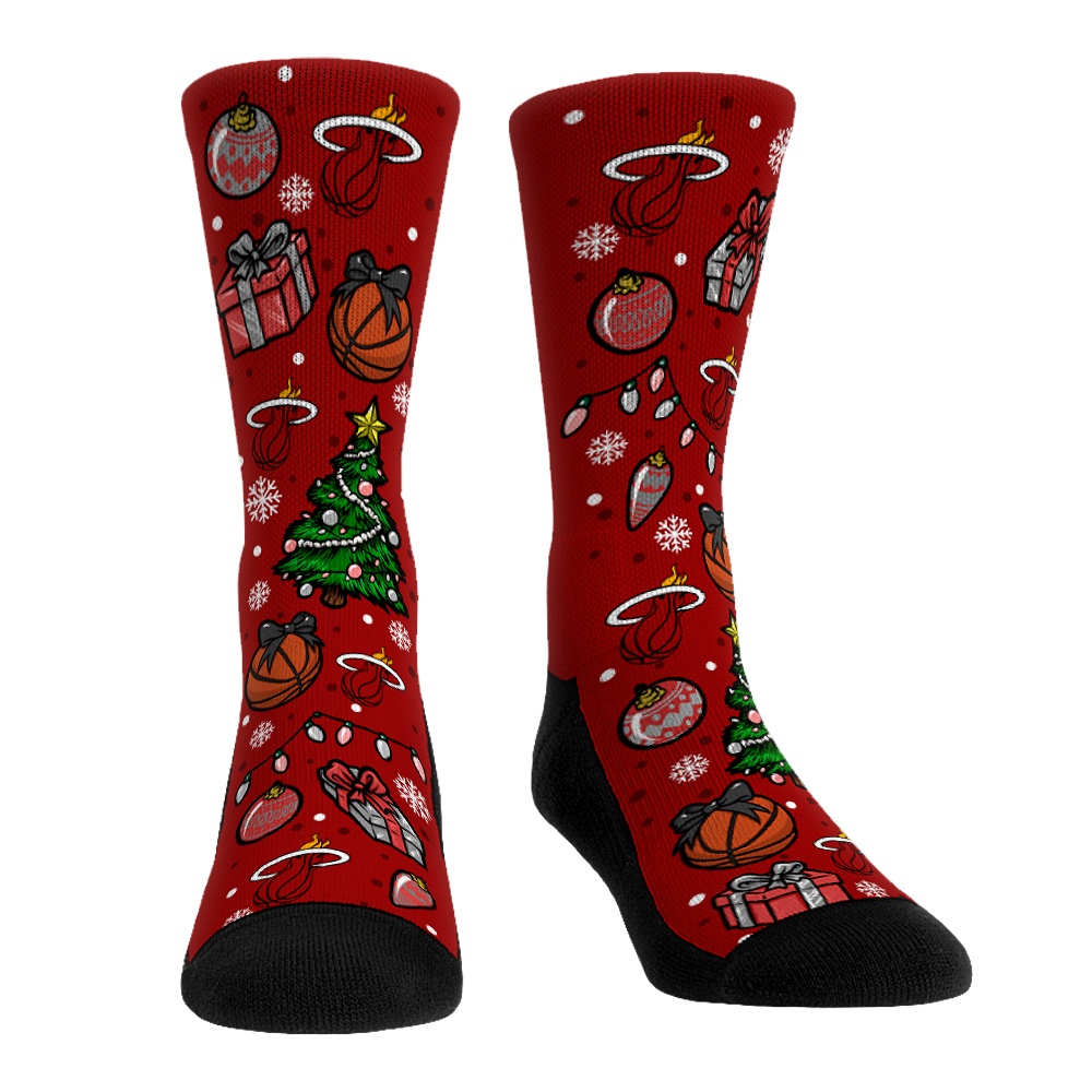 Miami Heat Socks - Christmas All-Over - NBA Socks - Rock 'Em Socks