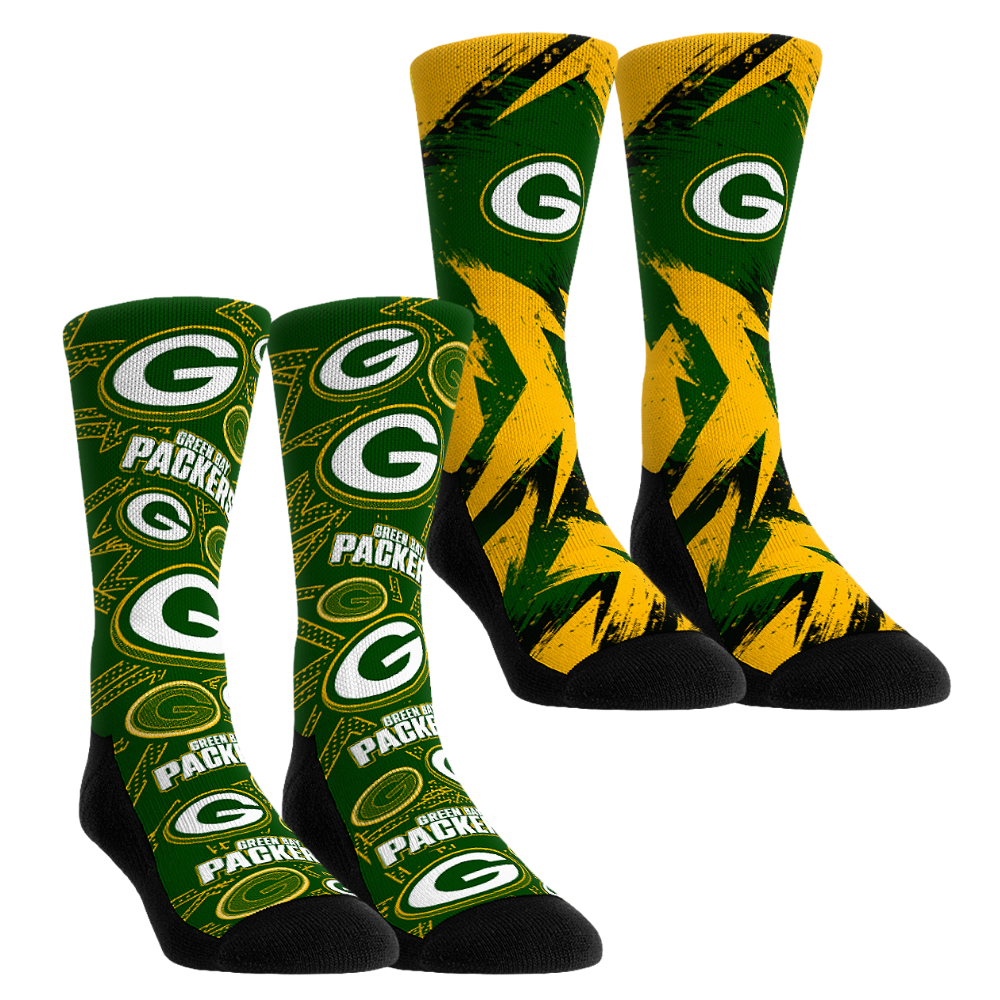 Green Bay Packers Socks - Game Day 2-Pack - NFL Socks - Rock 'Em Socks