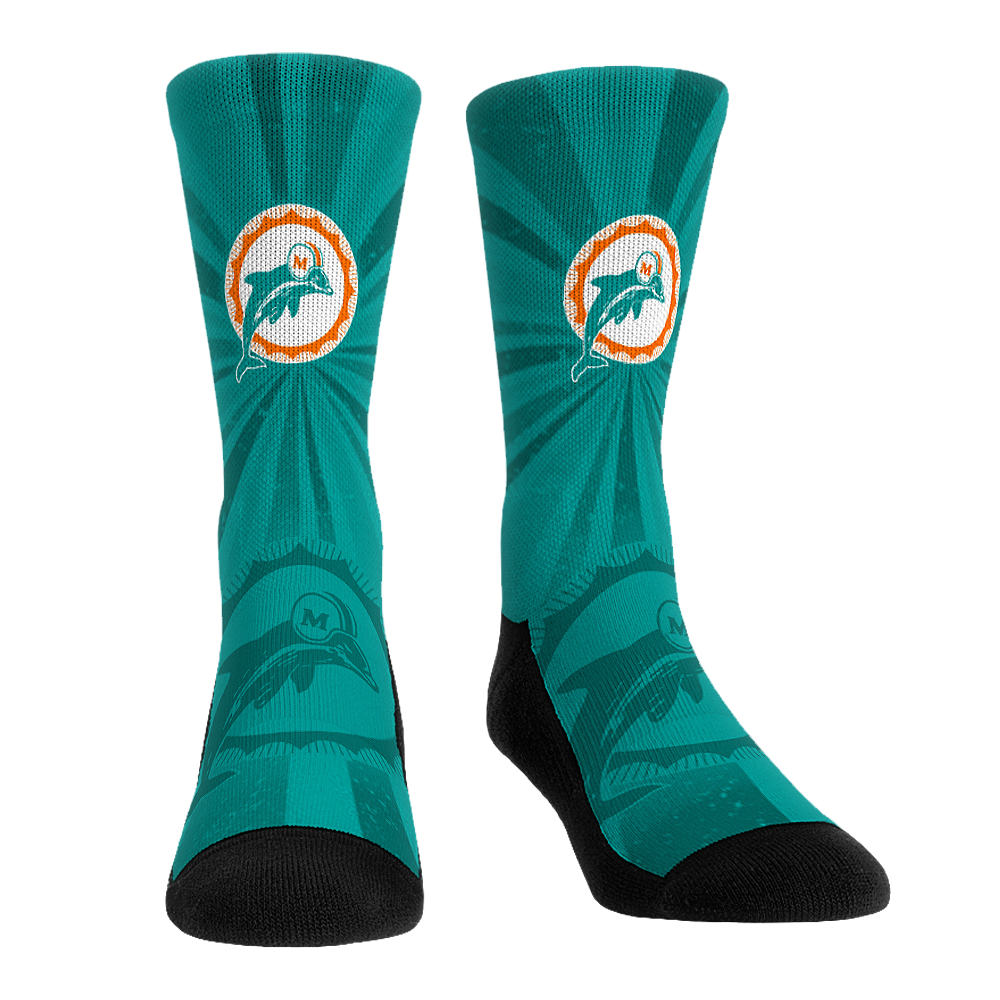 Miami Dolphins Socks - Throwback Swirl - NFL Socks - Rock 'Em Socks