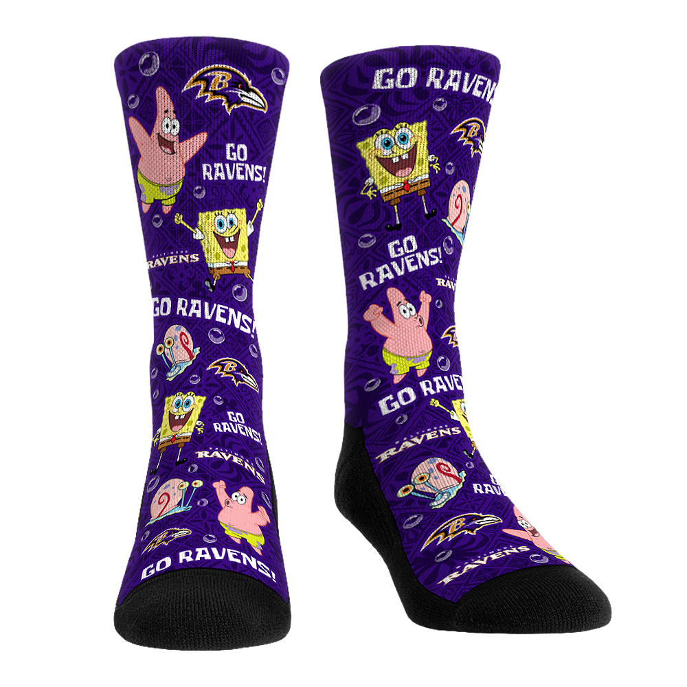 Baltimore Ravens - SpongeBob SquarePants Socks - Team Up - Rock 'Em Socks