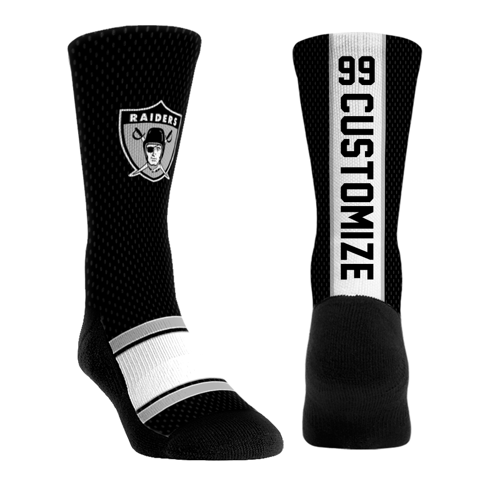 Las Vegas Raiders Socks - Throwback Custom Jersey - Rock 'Em Socks