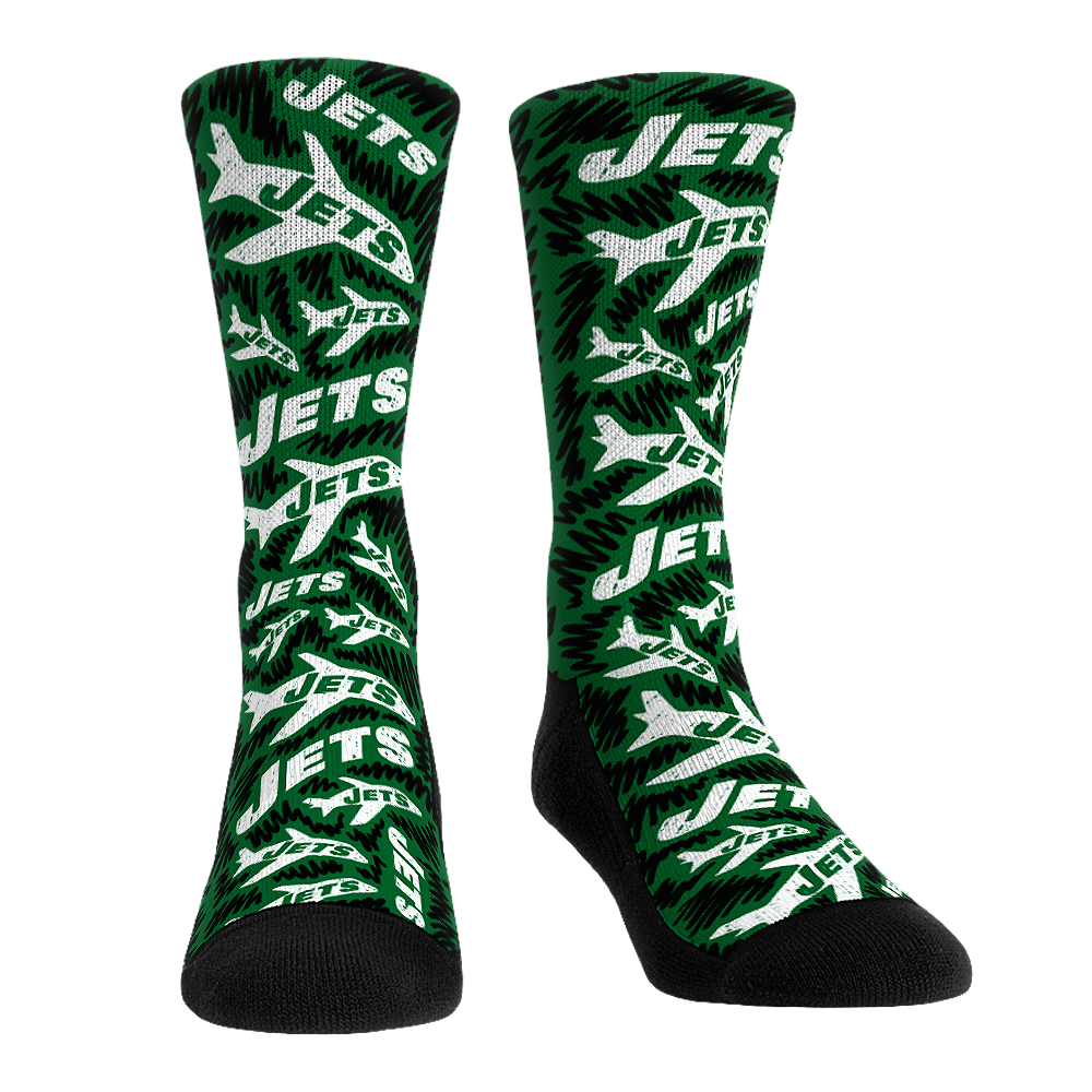 New York Jets Socks - Throwback Logo Sketch - NFL Socks - Rock 'Em Socks