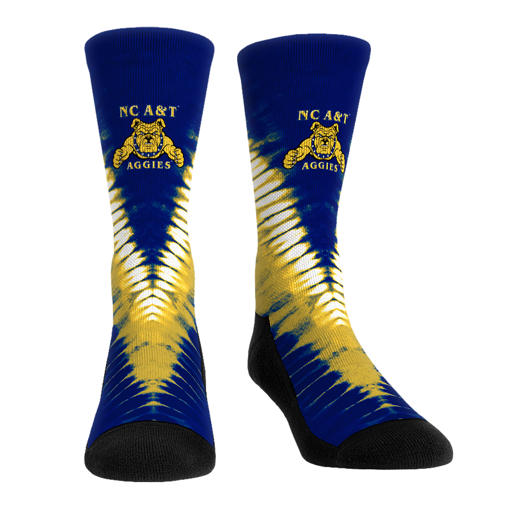 North Carolina A&T State Aggies Socks - V Shape Tie Dye - Rock 'Em Socks