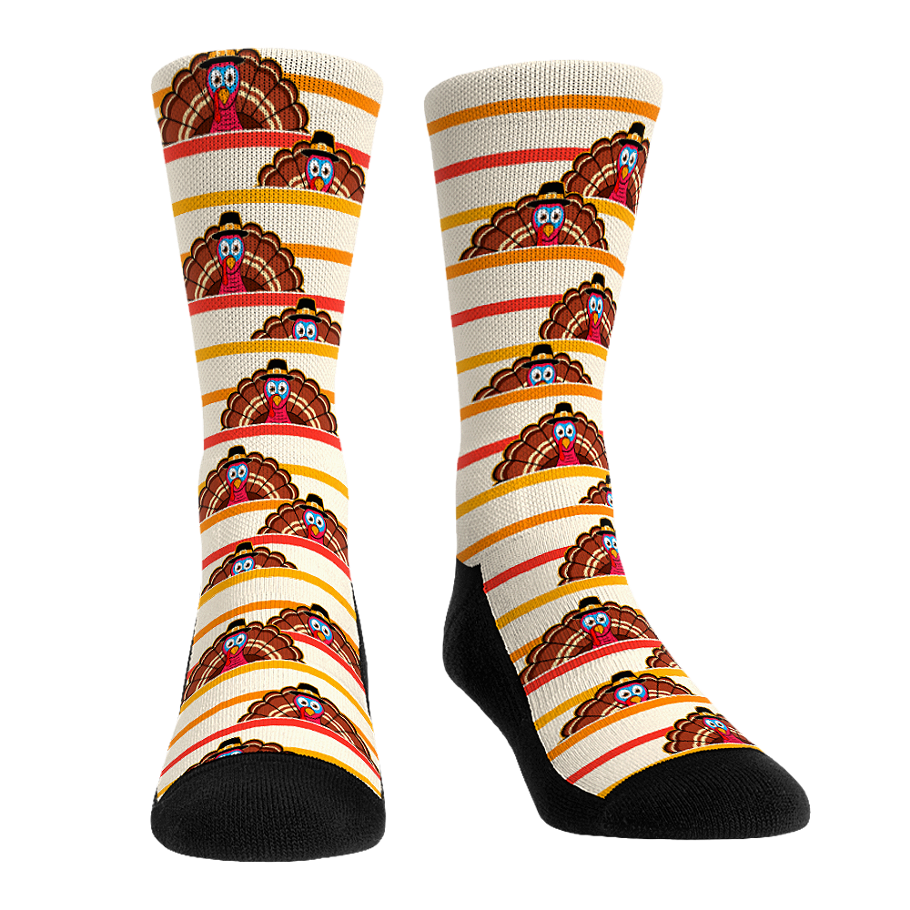 Thanksgiving Peek-A-Boo Stripes - Thanksgiving Socks - Rock 'Em Socks