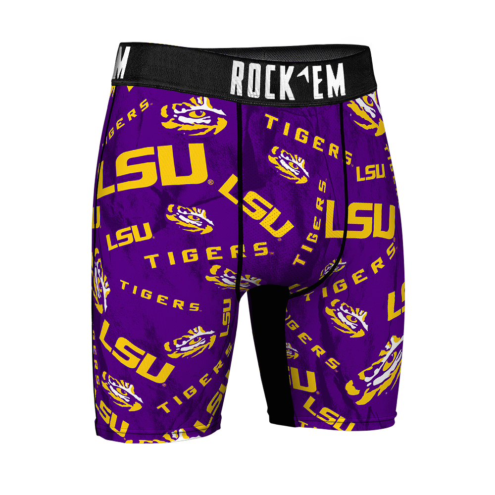 LSU Tigers - Boxer Briefs - Logo All-Over - Rock 'Em Socks