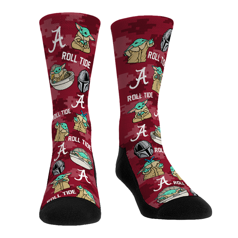 Alabama Crimson Tide Socks - Star Wars Grogu All-Over - Rock 'Em Socks