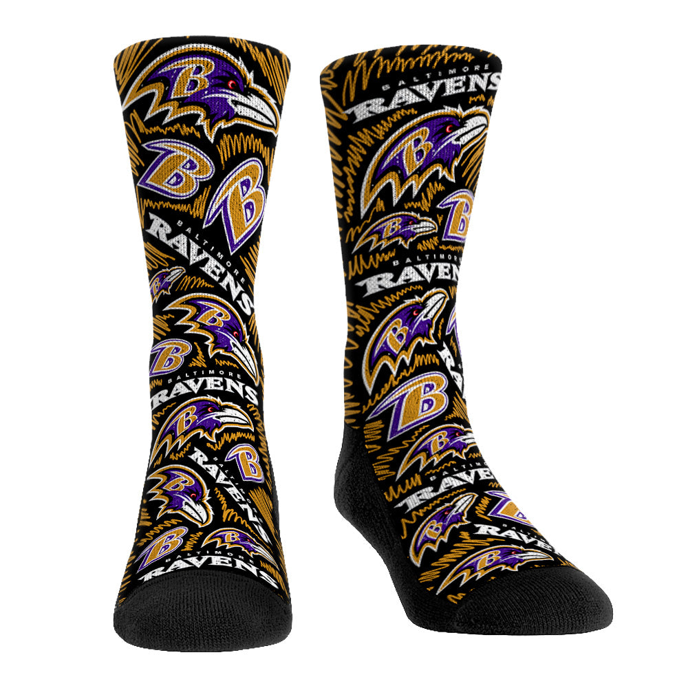 Baltimore Ravens - Logo Sketch - NFL Socks - Rock 'Em Socks