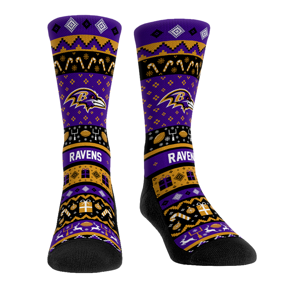 Baltimore Ravens Socks - Tacky Sweater Socks - NFL Socks - Rock 'Em Socks