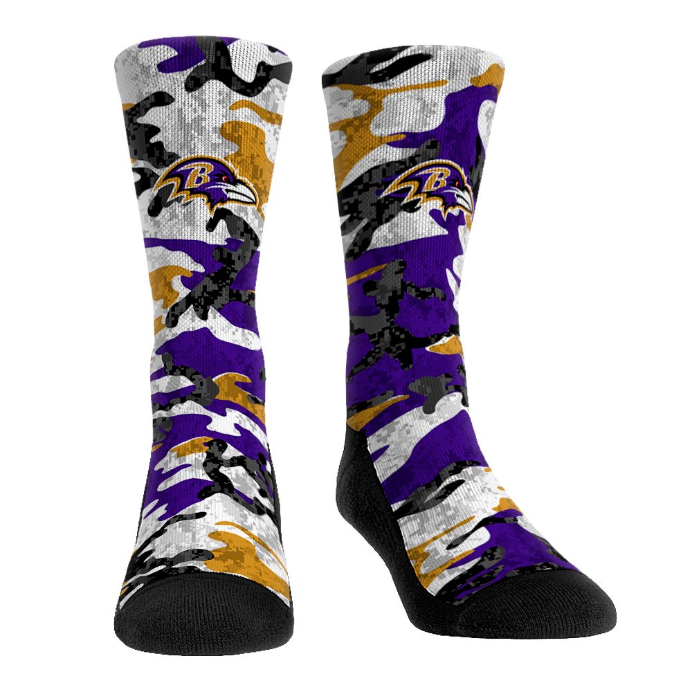 Baltimore Ravens Socks - What The Camo Socks - NFL Socks - Rock 'Em Socks