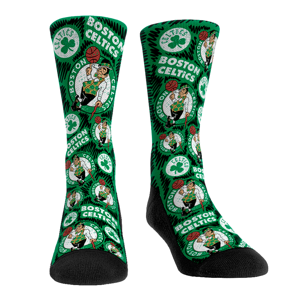 Boston Celtics Socks - Logo Sketch Socks - NBA Socks - Rock 'Em Socks