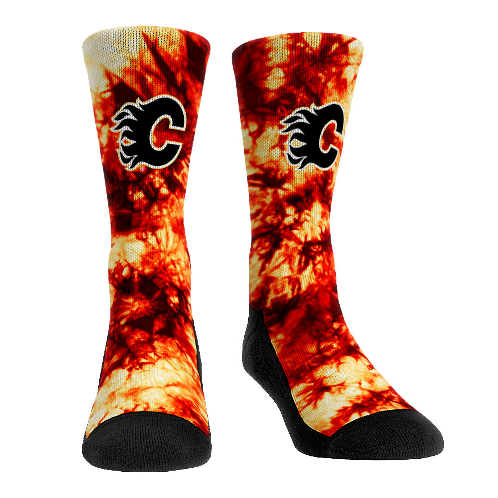 Calgary Flames Socks - Team Tie Dye Socks - NHL Socks - Rock 'Em Socks