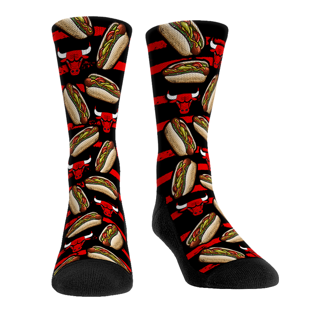 Chicago Bulls Socks - Chicago Style Hot Dog Socks - NBA Socks - Rock ...