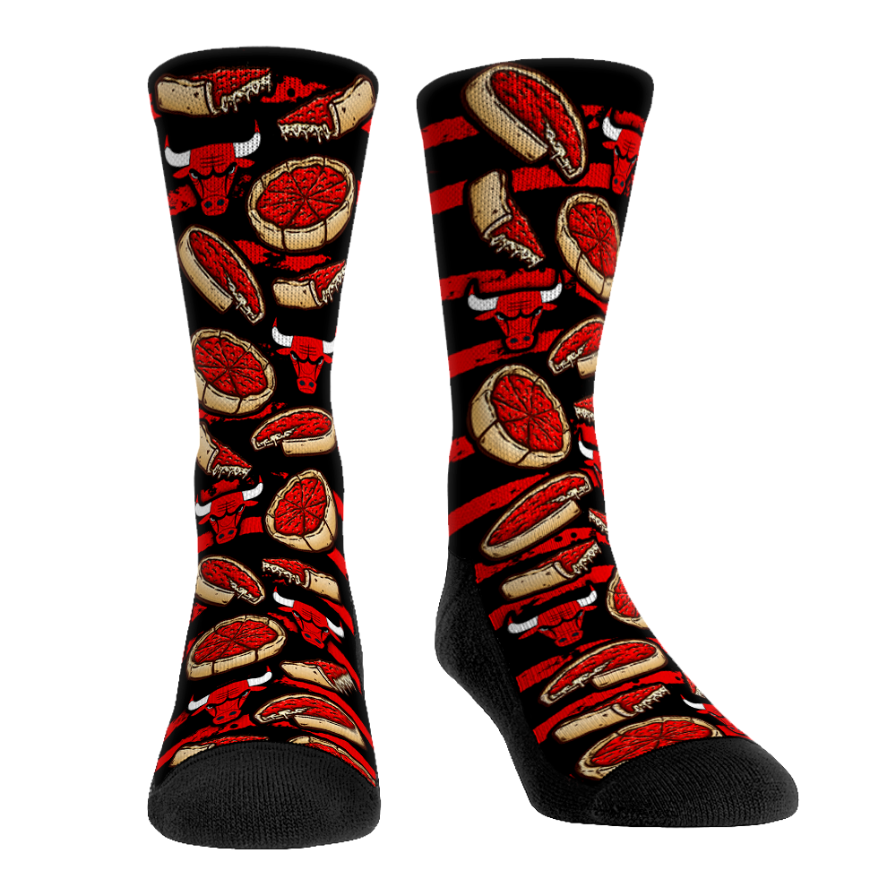 Chicago Bulls Socks - Deep Dish Pizza Socks - NBA Socks - Rock 'Em Socks