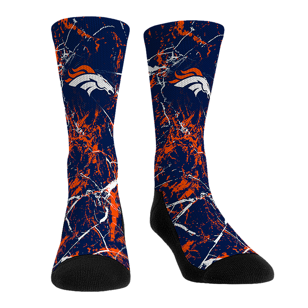 Denver Broncos Socks - Cracked Marble - NFL Socks - Rock 'Em Socks