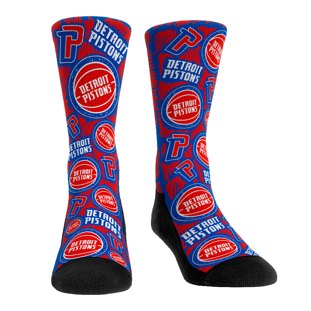 Detroit Pistons Socks - Logo Sketch Socks - NBA Socks - Rock 'Em Socks