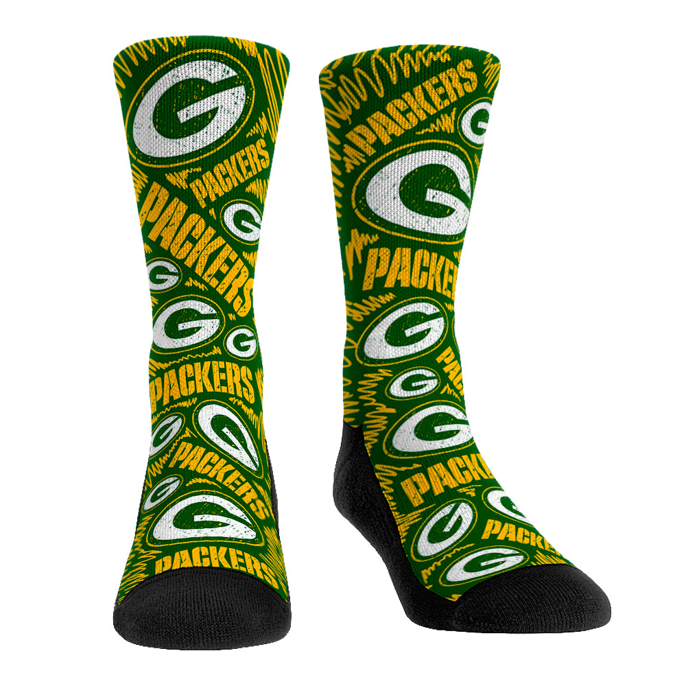 Green Bay Packers - Logo Sketch - NFL Socks - Rock 'Em Socks