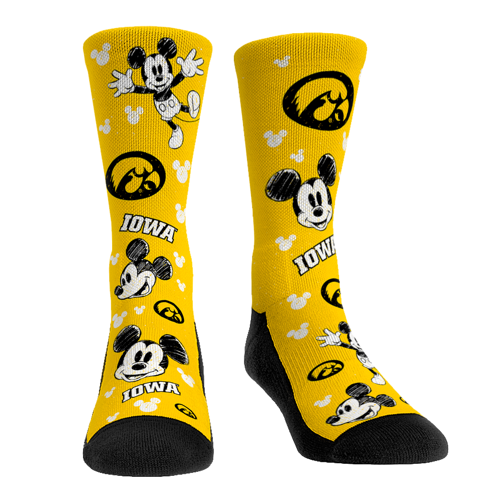 Iowa Hawkeyes Socks x Disney Socks - Mickey Sketch - Rock 'Em Socks