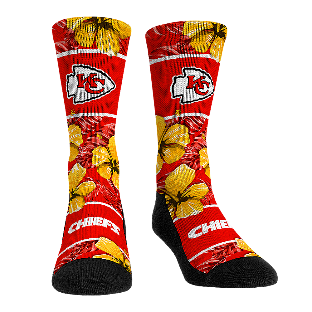 Kansas City Chiefs - Hawaiian Floral Socks - NFL Socks - Rock 'Em Socks