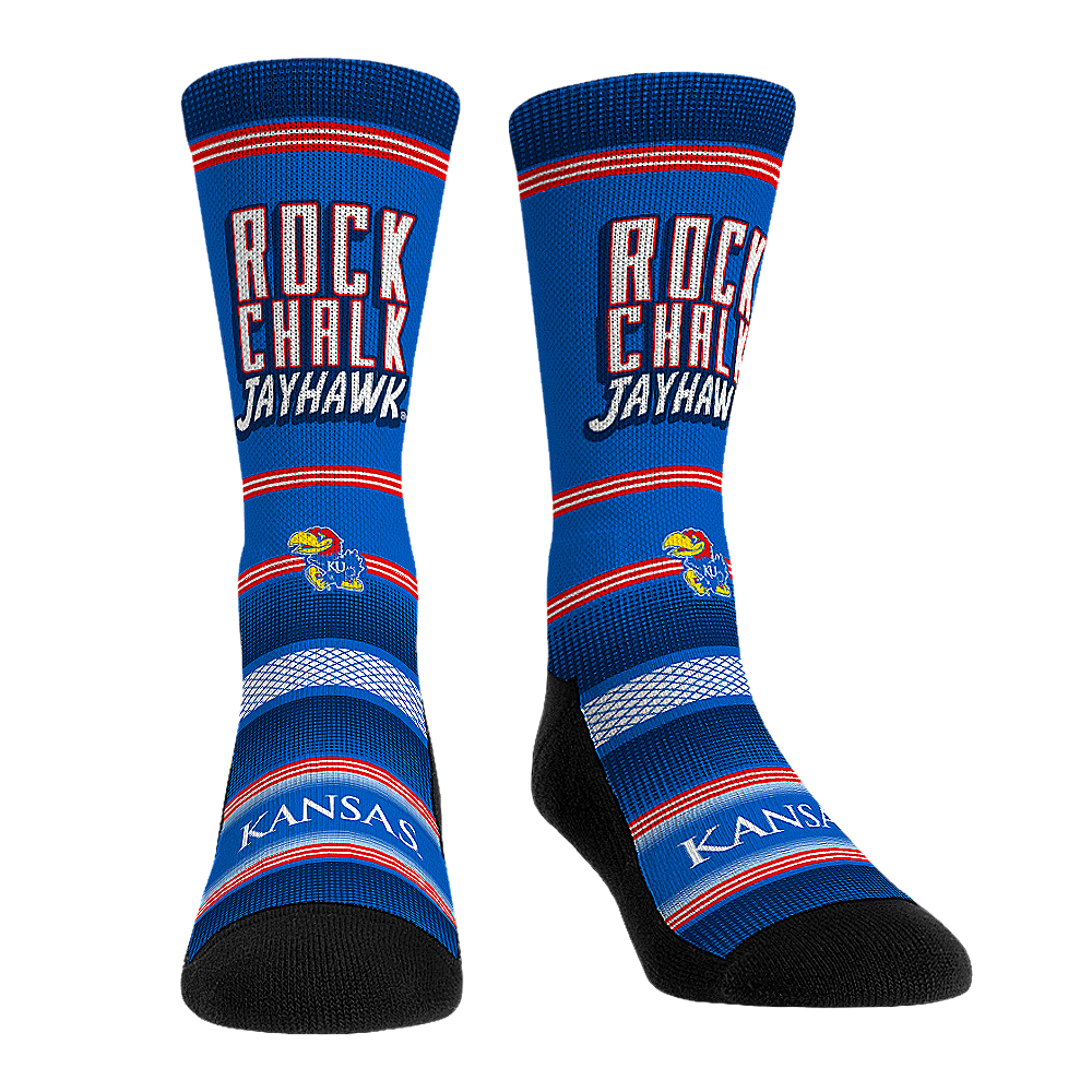 Kansas Jayhawks Socks - Rock Chalk, Jayhawk Socks - Rock 'Em Socks